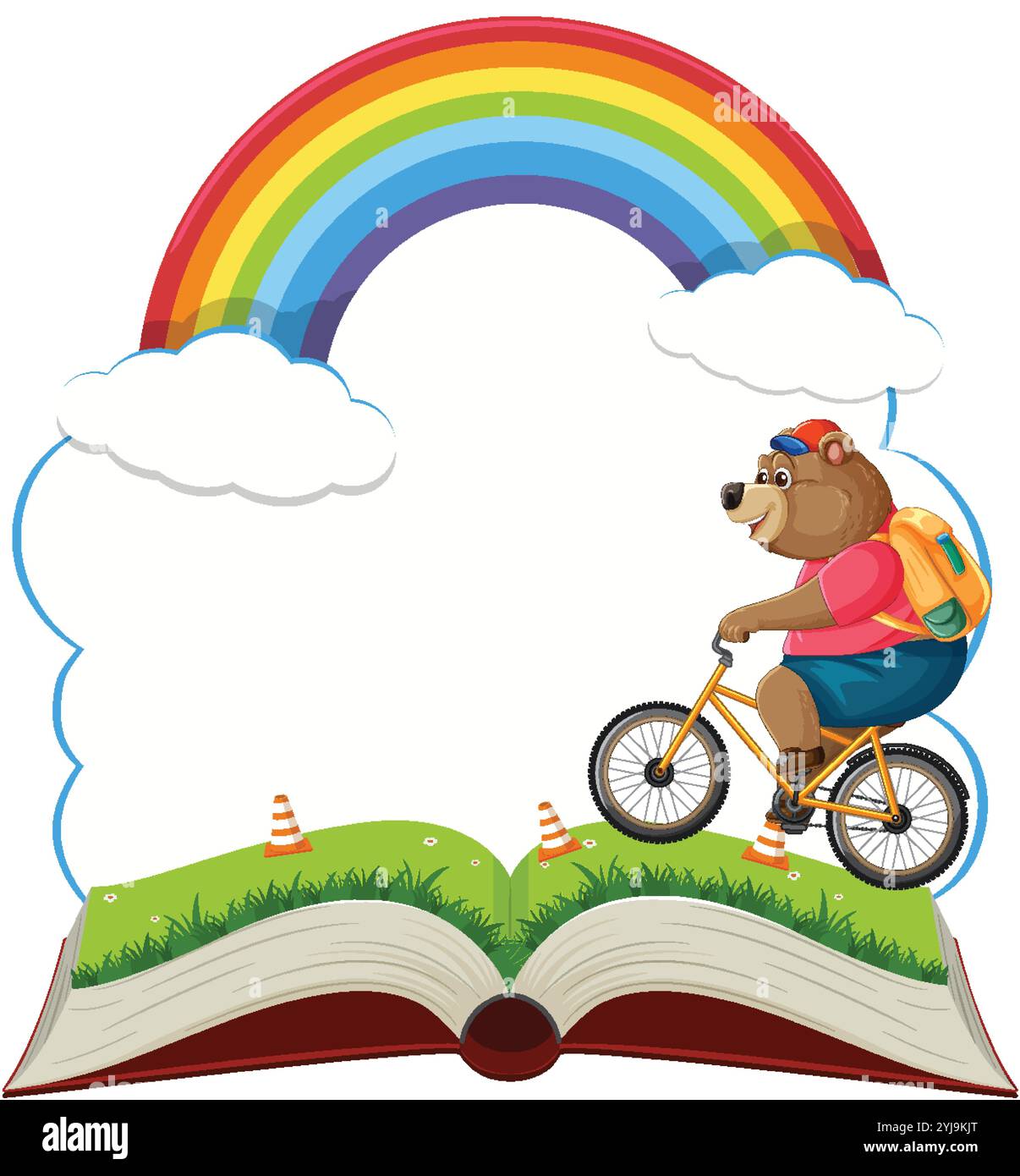 A bear rides a bike over an open book Stock Vector Image & Art - Alamy