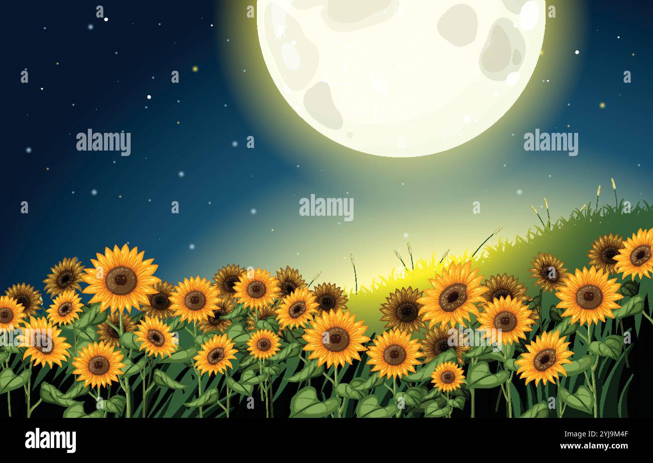 Moonlight in the garden Stock Vector Images - Alamy