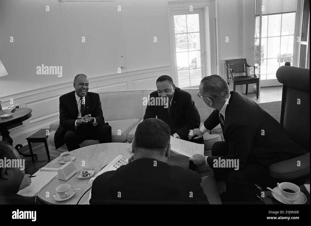Martin Luther King, Jr. with President Lyndon Johnson at the White ...
