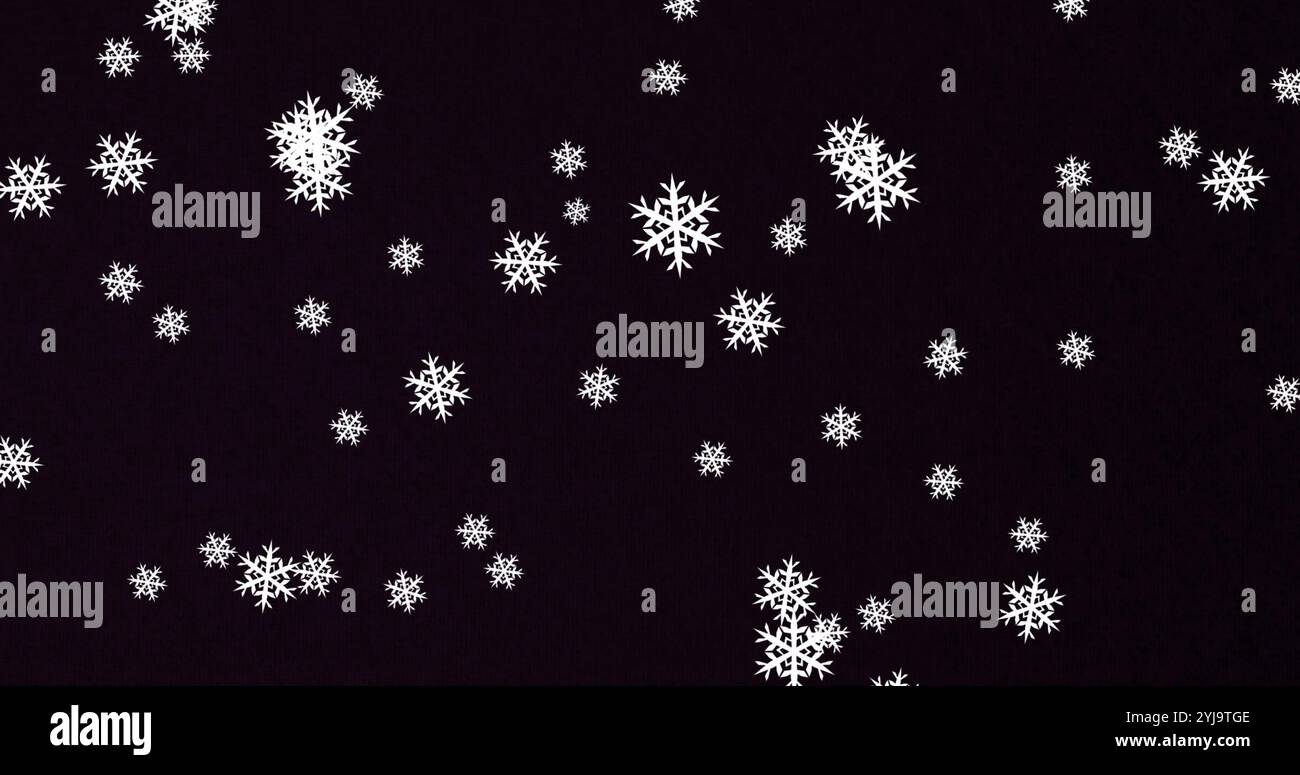 Digital image of multiple snowflakes icons against black background ...