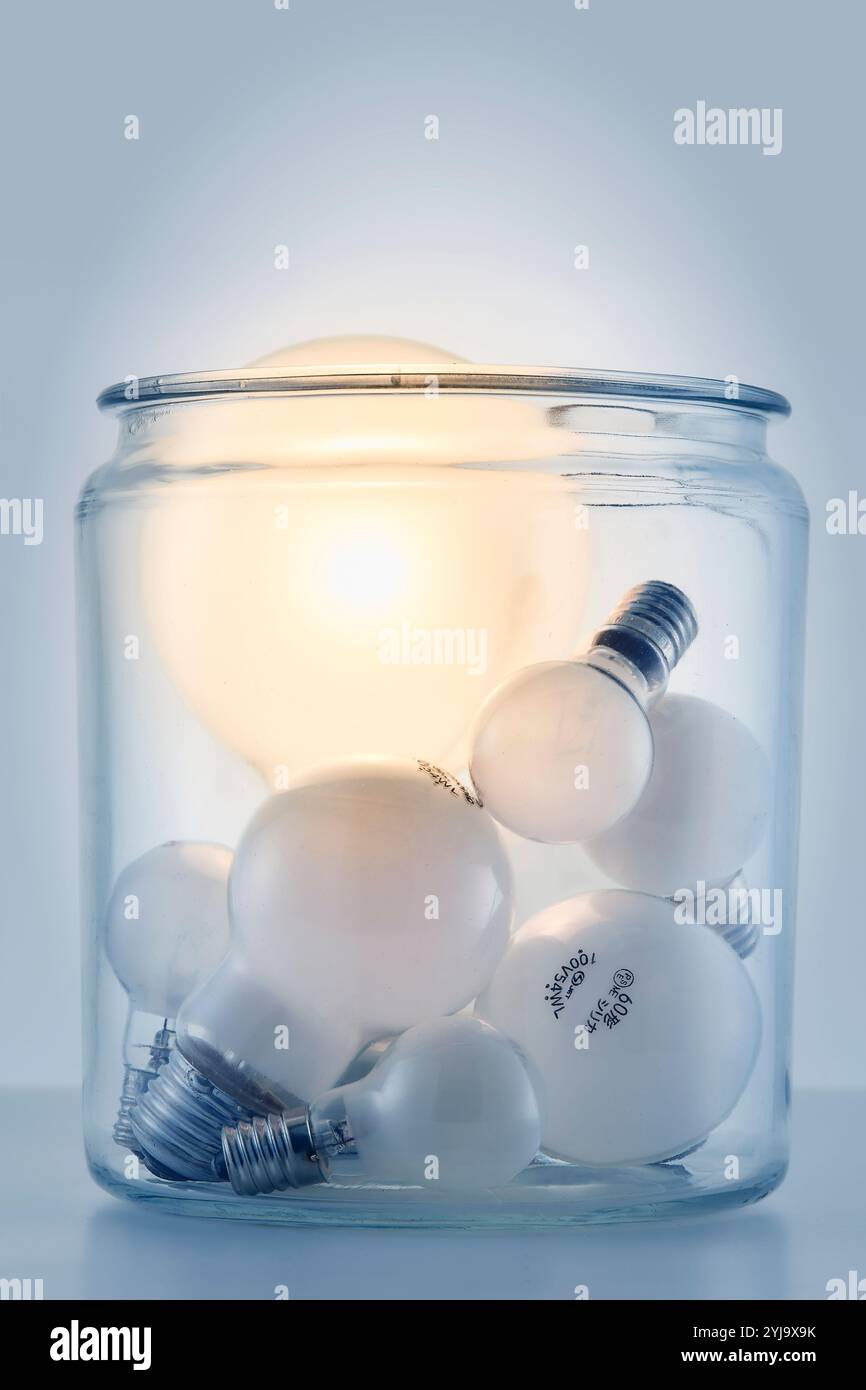 Multiple light bulbs in jars Stock Photo - Alamy