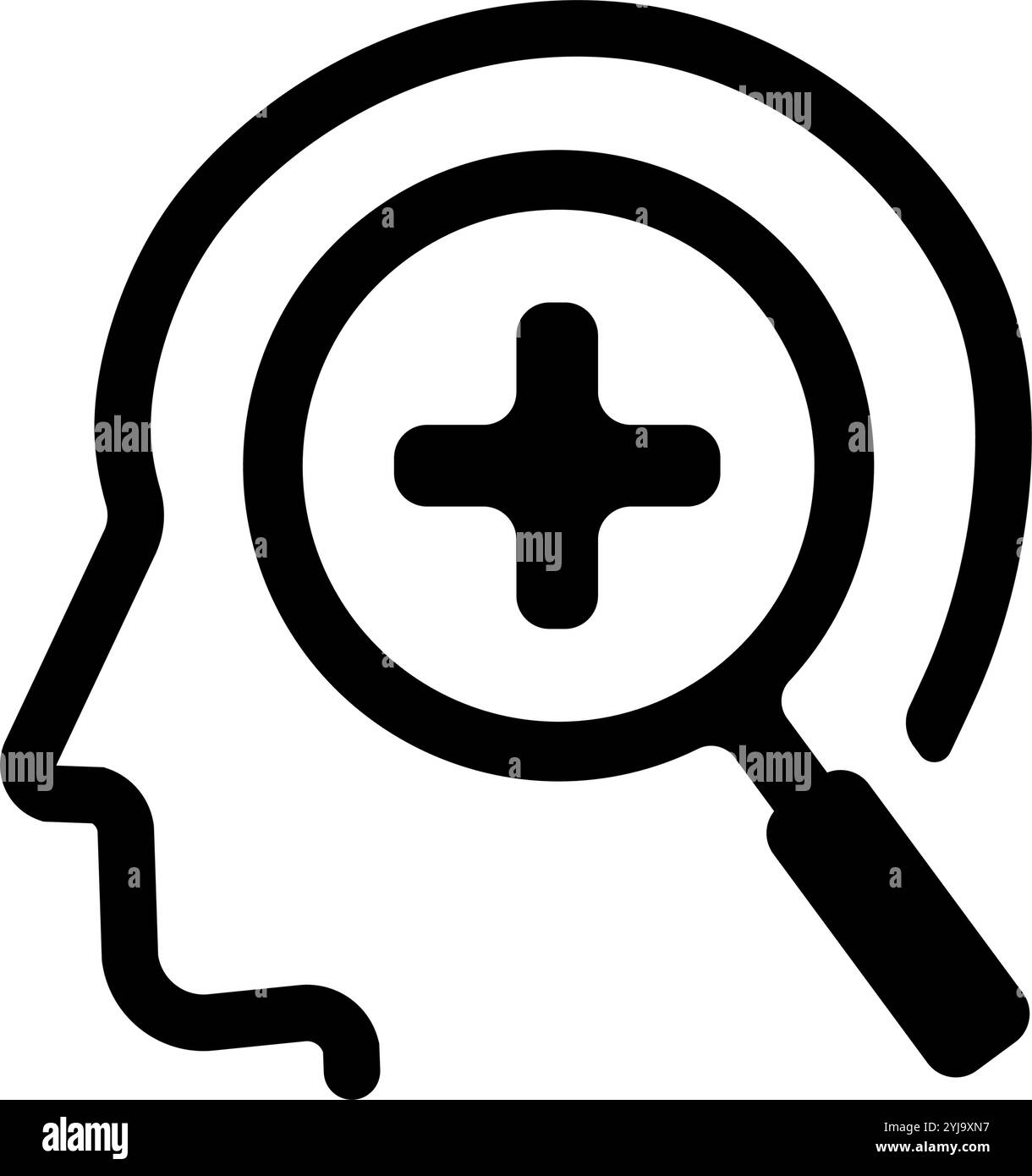 Human head and magnifying glass icon illustration Stock Vector Image ...