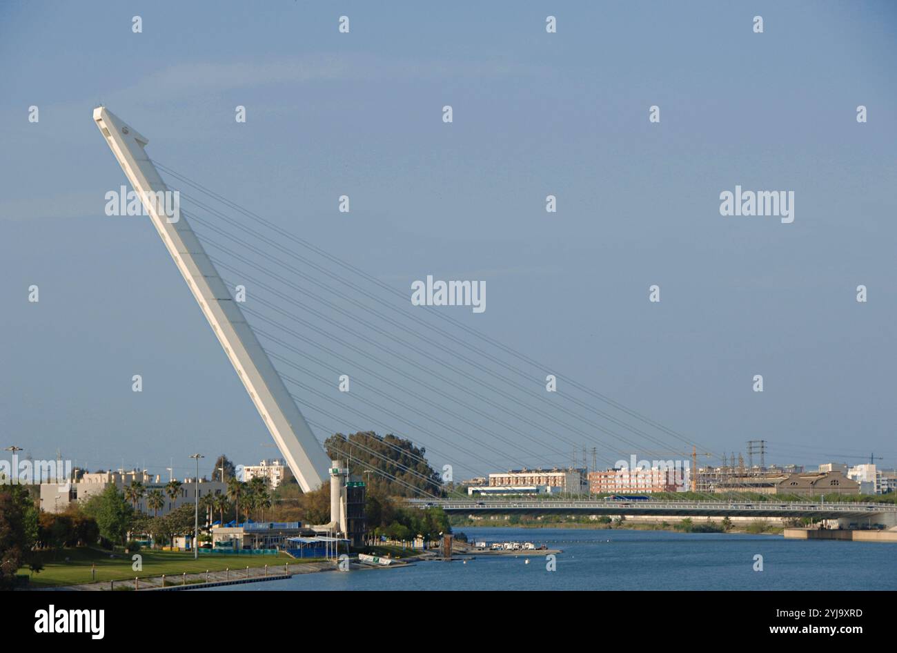 Spain. Andalusia. Seville. The Alamillo bridge, designed by the ...
