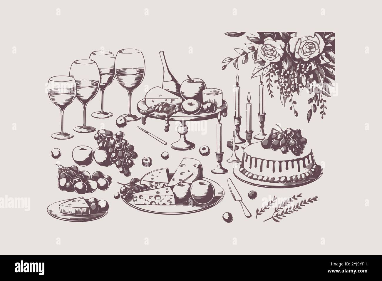 Dinner vector vectors hi-res stock photography and images - Alamy