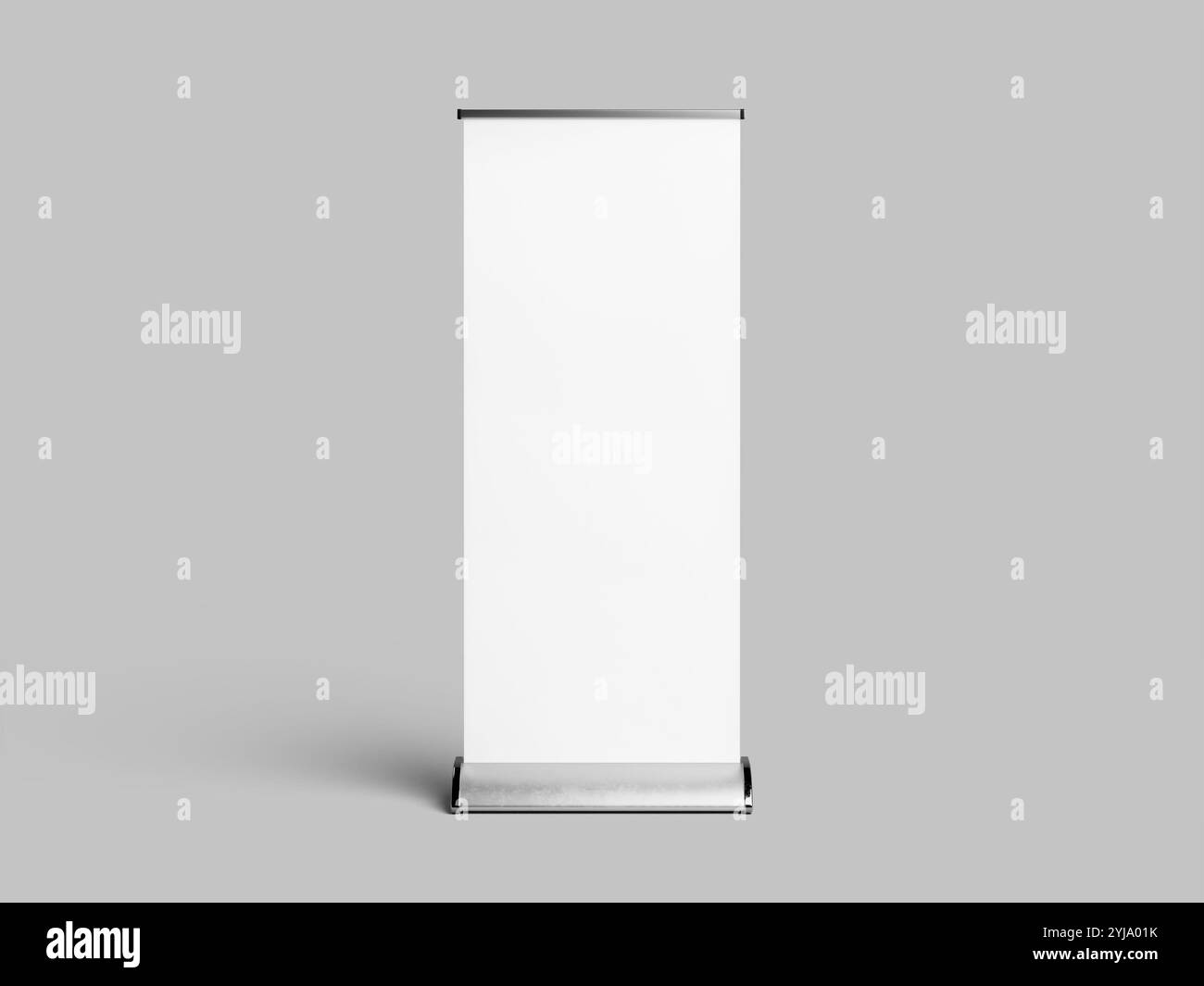 Front View White Blank Roll Up Banner Mockup Display Stock Photo - Alamy