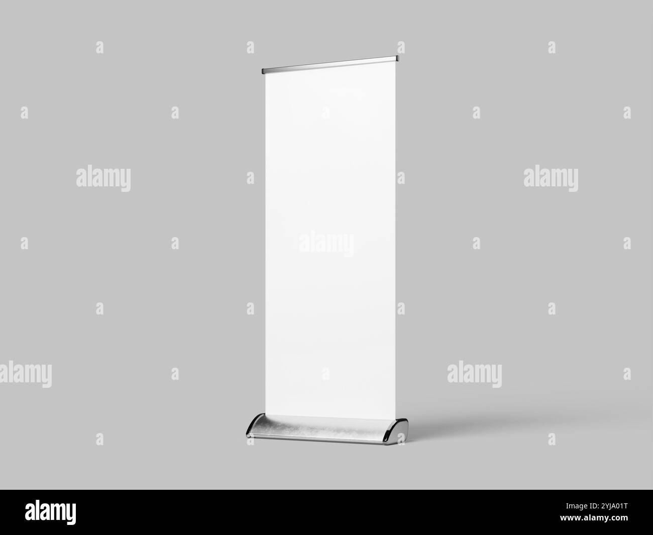 Realistic White Blank Roll Up Banner Mockup 3D Render Stock Photo - Alamy