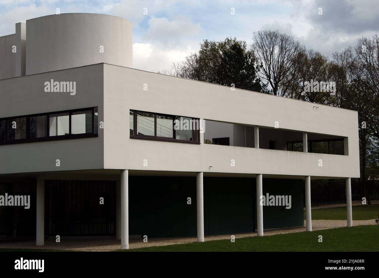 France. Poissy. Villa Savoye. Designed by Swiss architects Le Corbusier ...