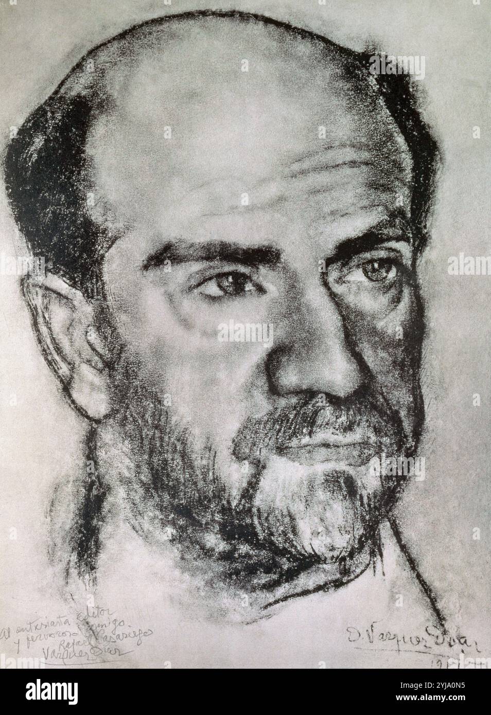 Pio Baroja (1872-1956). Spanish writer. Drawing by Daniel Vazquez Diaz ...