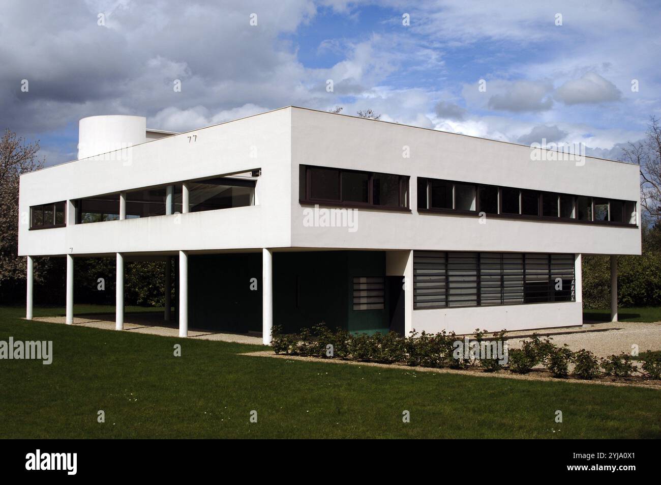 France. Poissy. Villa Savoye. Designed by Swiss architects Le Corbusier ...