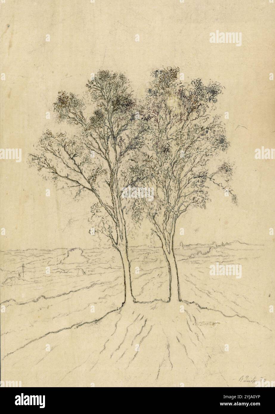DOS ARBOLES - 1970 - DIBUJO. Author: DANIEL QUINTERO. Location: PRIVATE ...