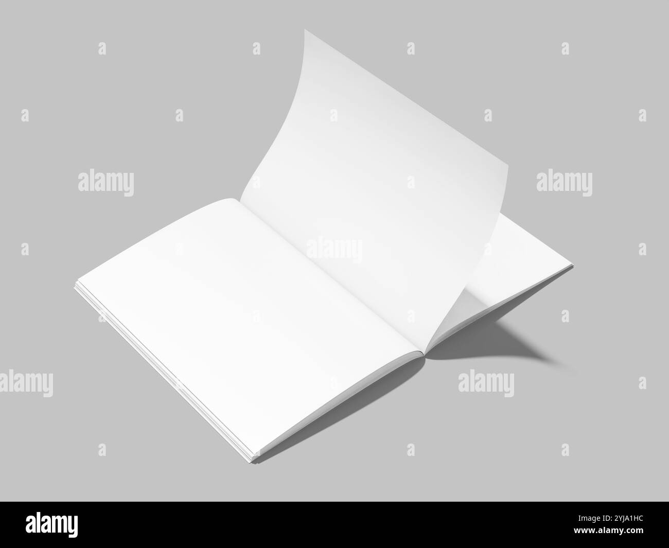 Realistic White Blank Open Magazine 3D Render Mockup with Grey ...