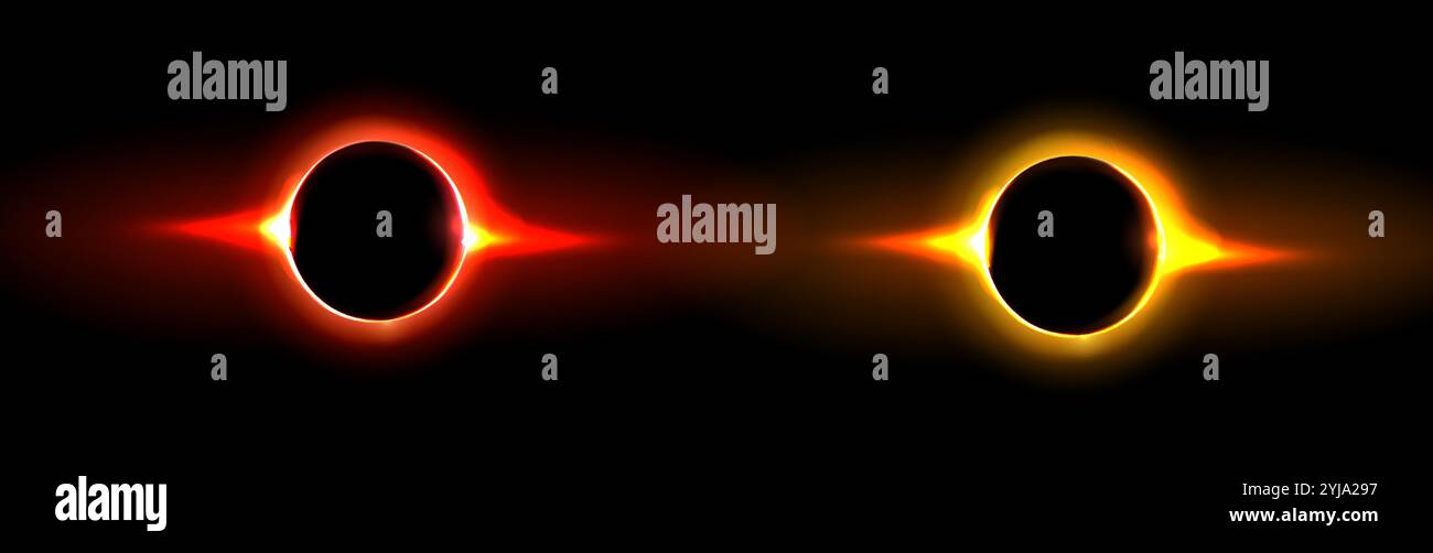 Solar or lunar eclipse circles set isolated on black background. Vector ...