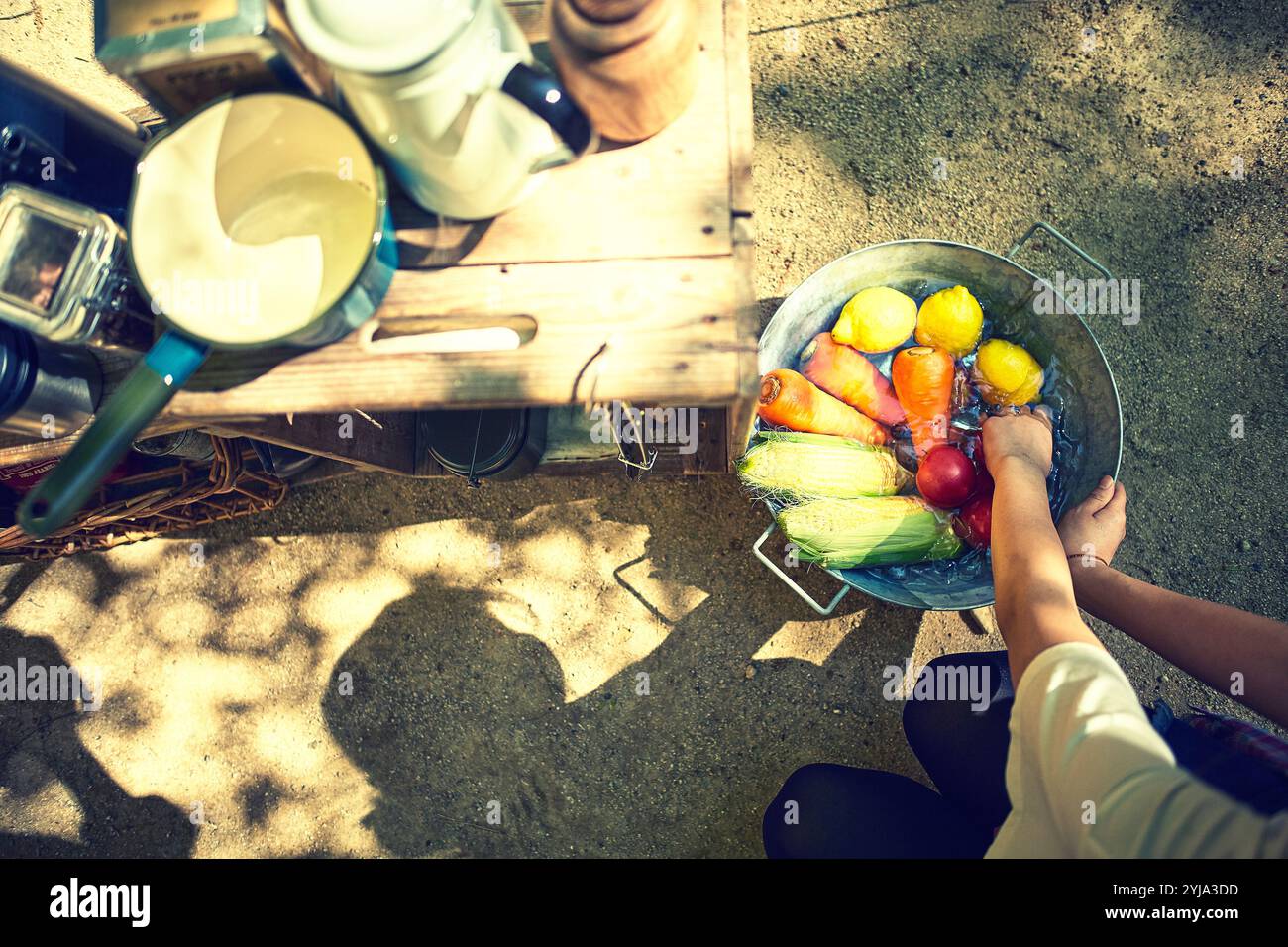 Woman cooking in camp Stock Photo - Alamy