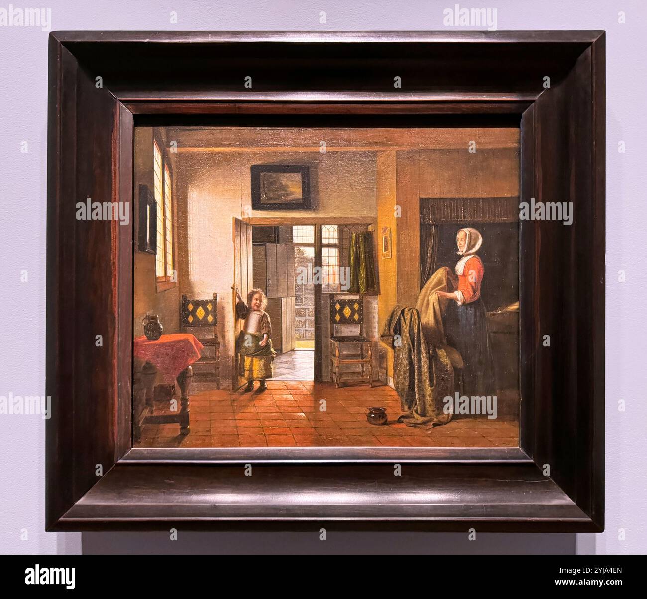 Adorable domestic scene of The Bedroom by Pieter De Hooch. At the ...