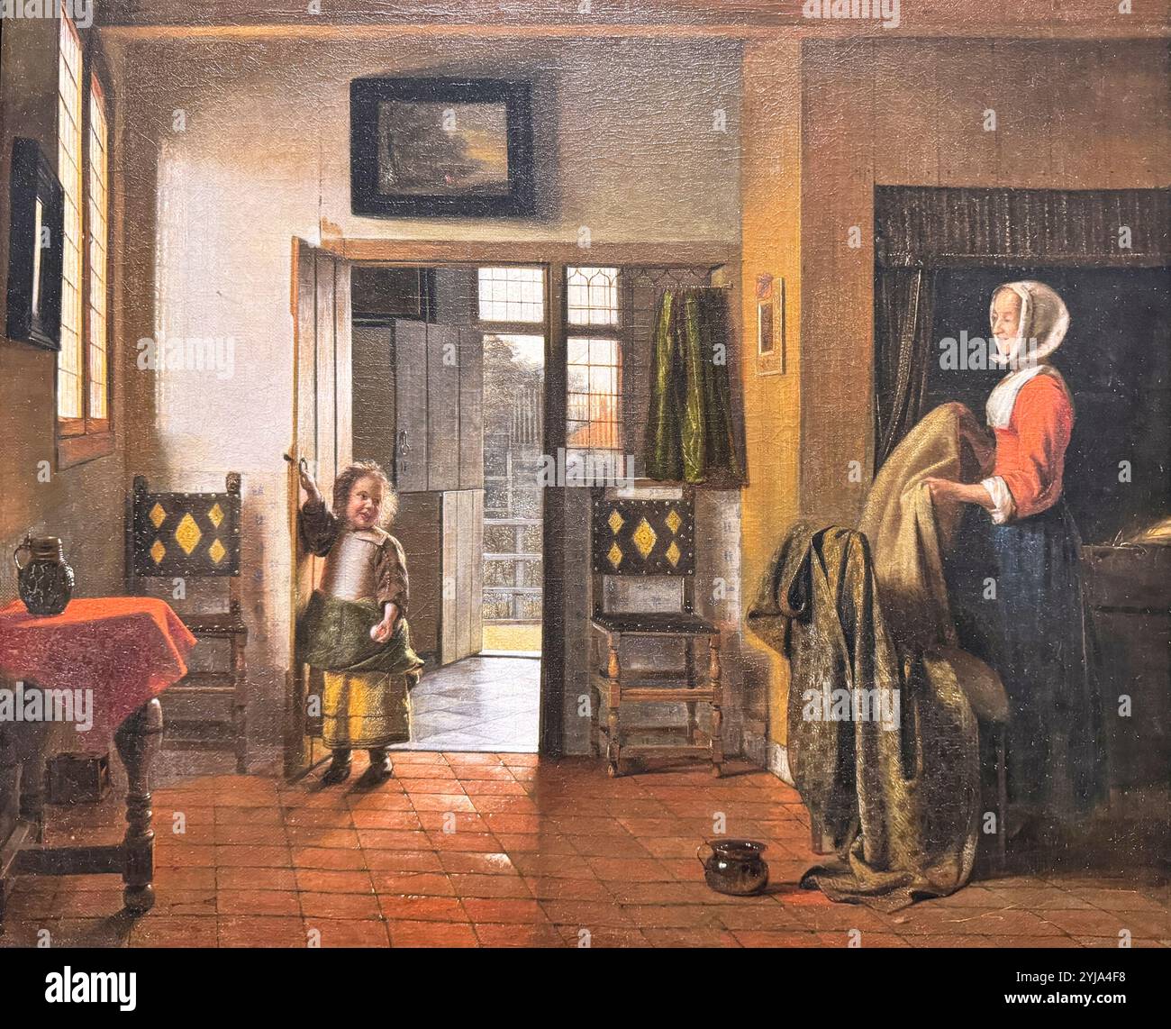 Adorable domestic scene of The Bedroom by Pieter De Hooch. At the ...