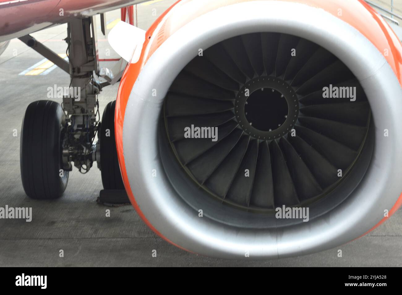 turbine engines in aircraft wings Stock Photo - Alamy