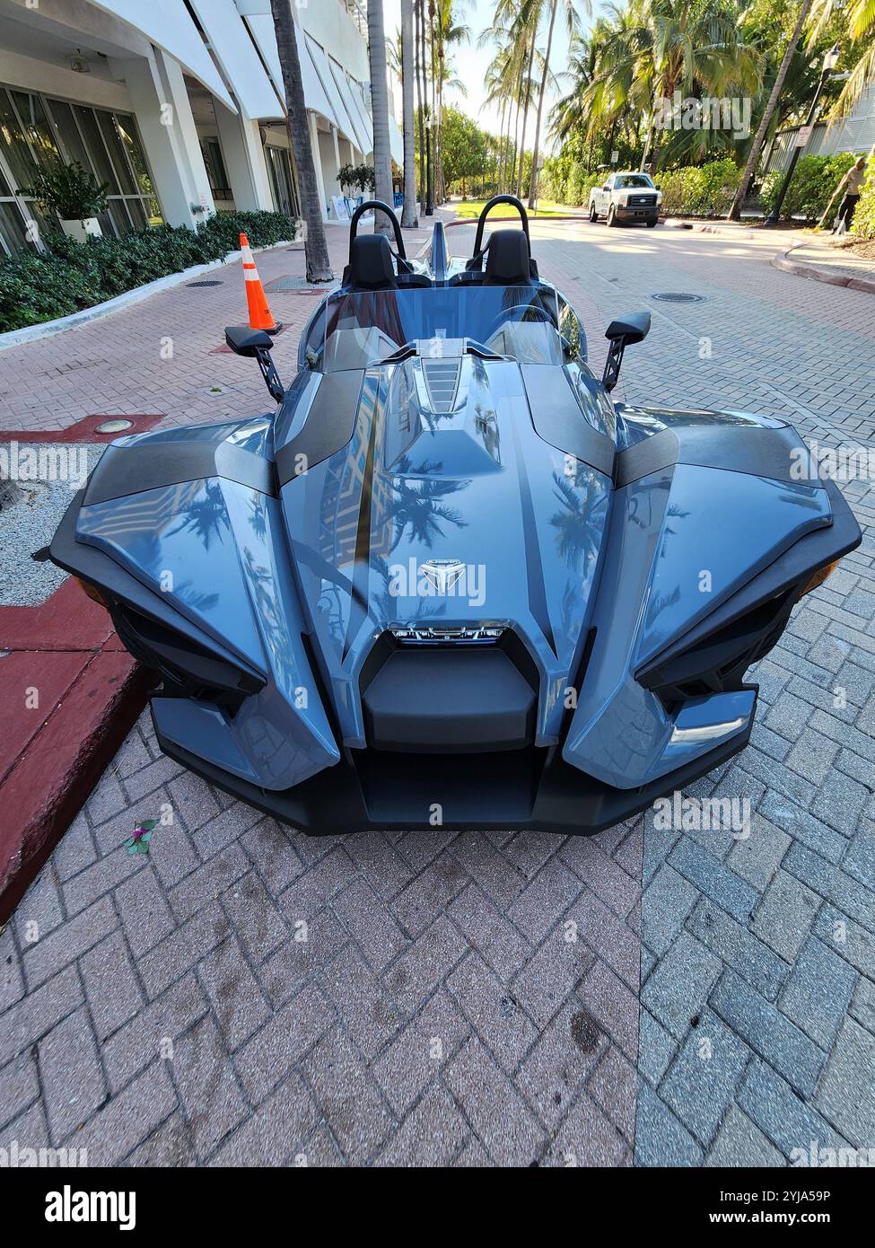 Miami Beach, Florida USA - June 6, 2024: 2023 Polaris Slingshot SL Grey ...