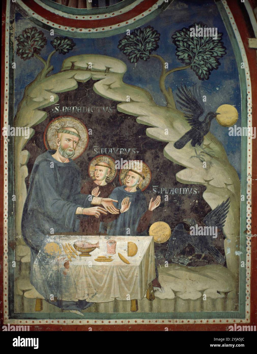 Miracle of Saint Benedict with Saint Mauro and Placidus, fresco, 13th ...
