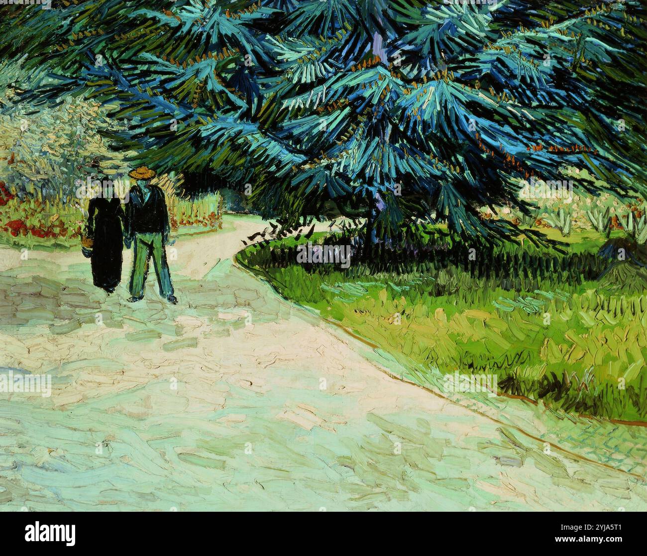 Vincent Van Gogh / 'Public Garden with Couple and Blue Fir Tree: The Poet's Garden III', 1888 ...
