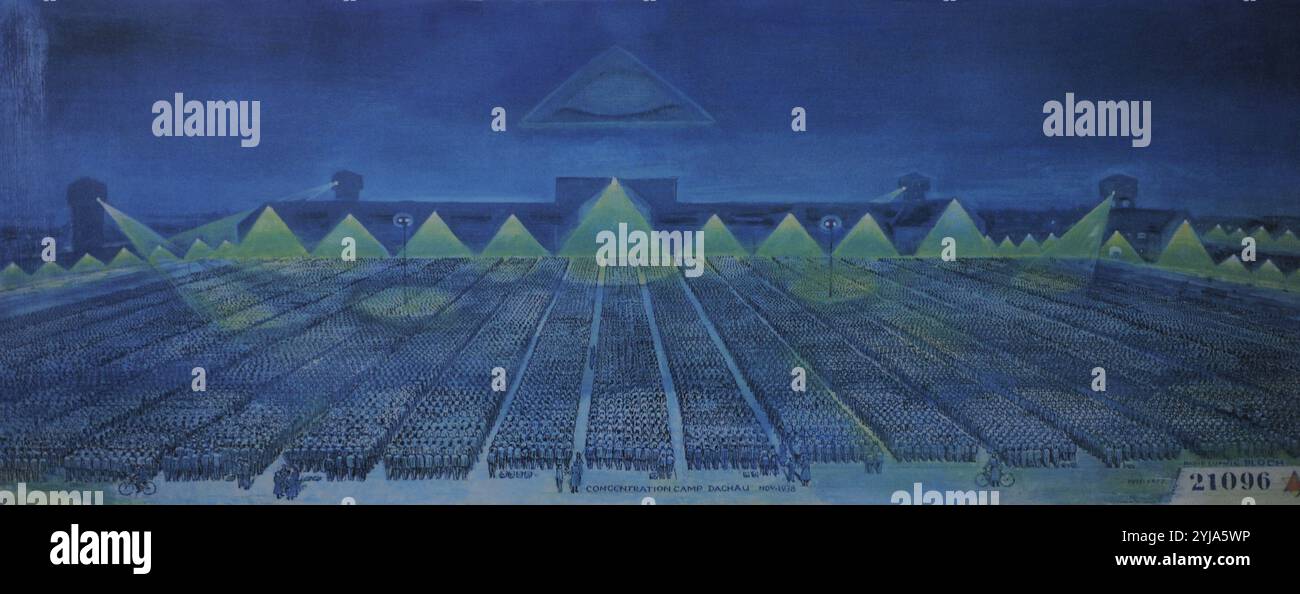 Roll call in the Dachau concentration camp, end of November 1938. By ...