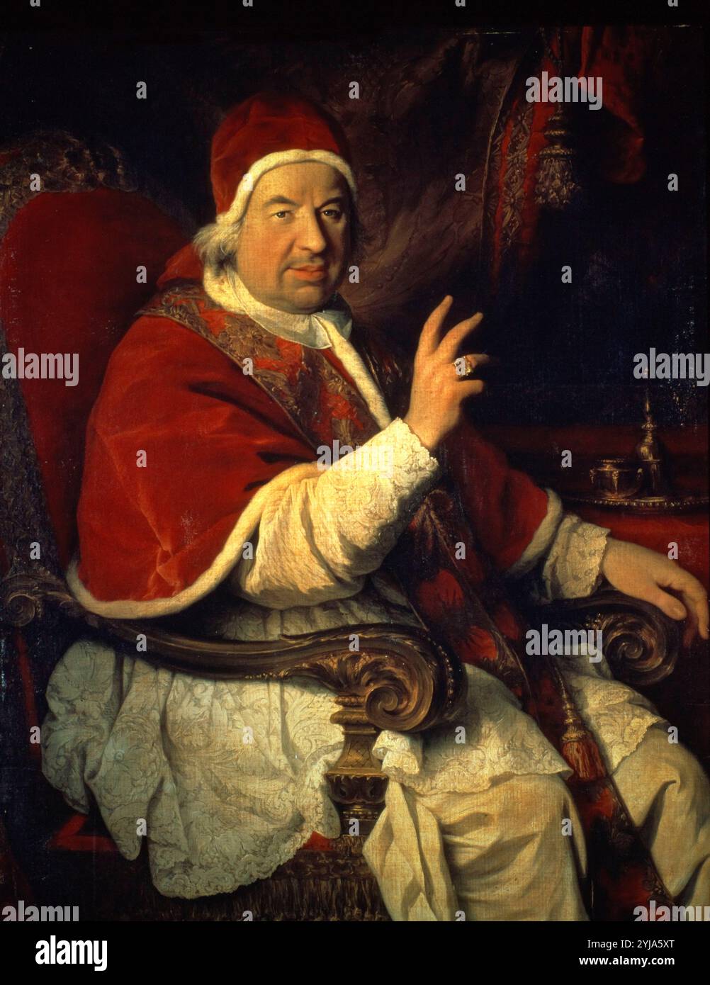 Pope Benedict XIV 1675-1758 with hand raised in blessing. Museum: Musée ...