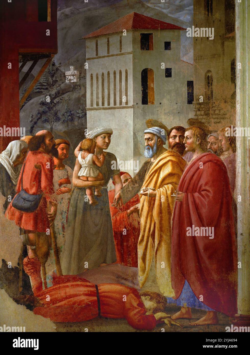 Masaccio / 'The Distribution of Alms and Death of Ananias', 1425-1428 ...