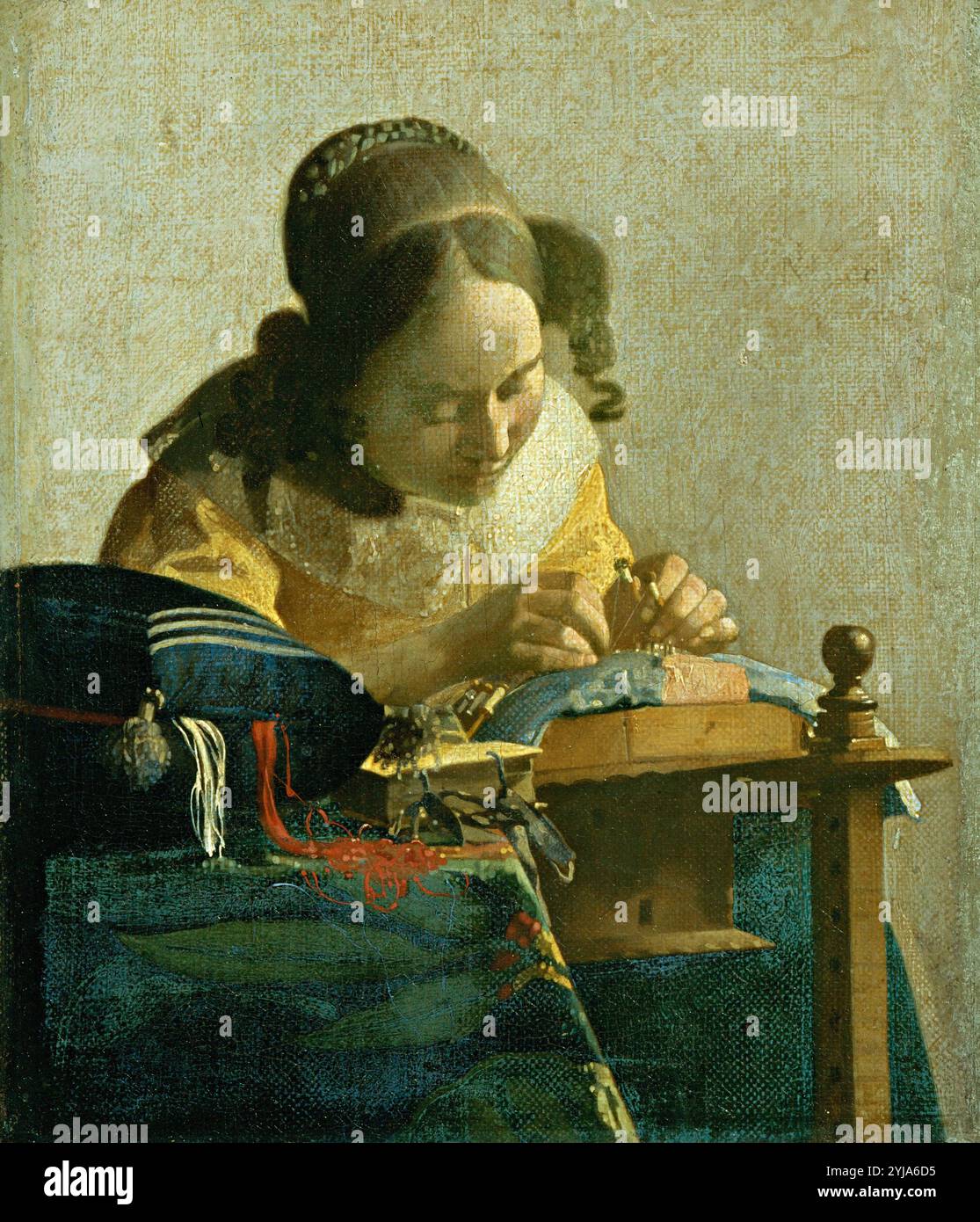 Johannes Vermeer / 'The Lacemaker', c. 1669, Oil on canvas, 25 x 21 cm ...