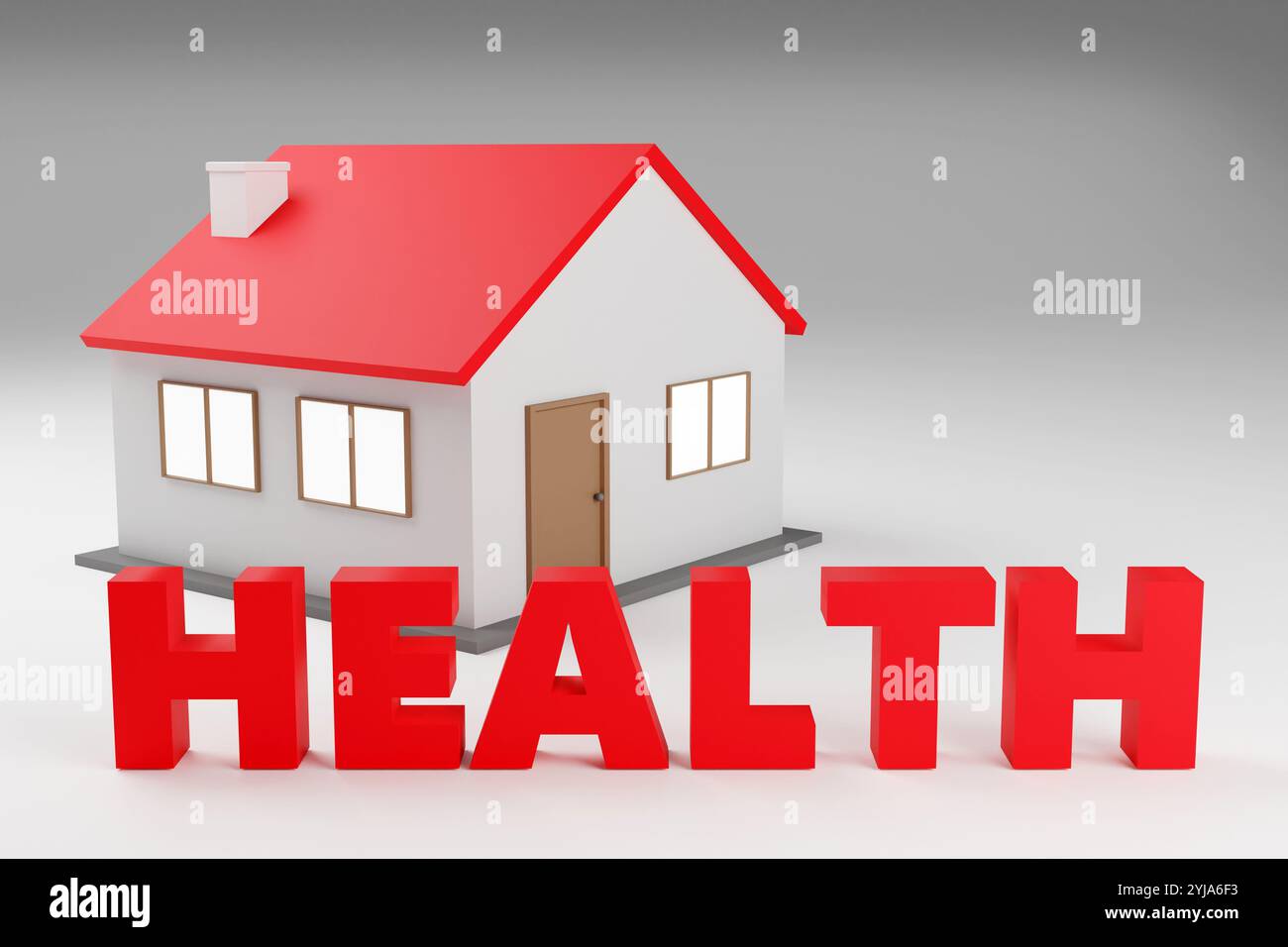 Simple 3D Illustration of the Word HEALTH in red text on a grey ...