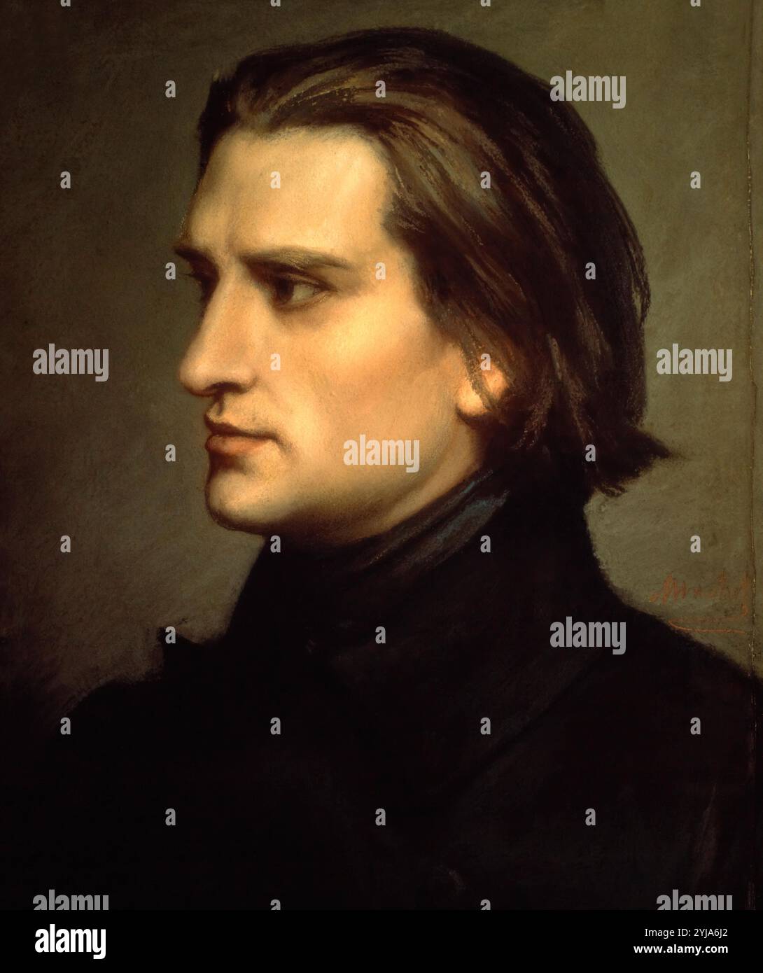 'Portrait of Franz Liszt at 29', 1840, Oil on canvas. Museum: Wagner ...