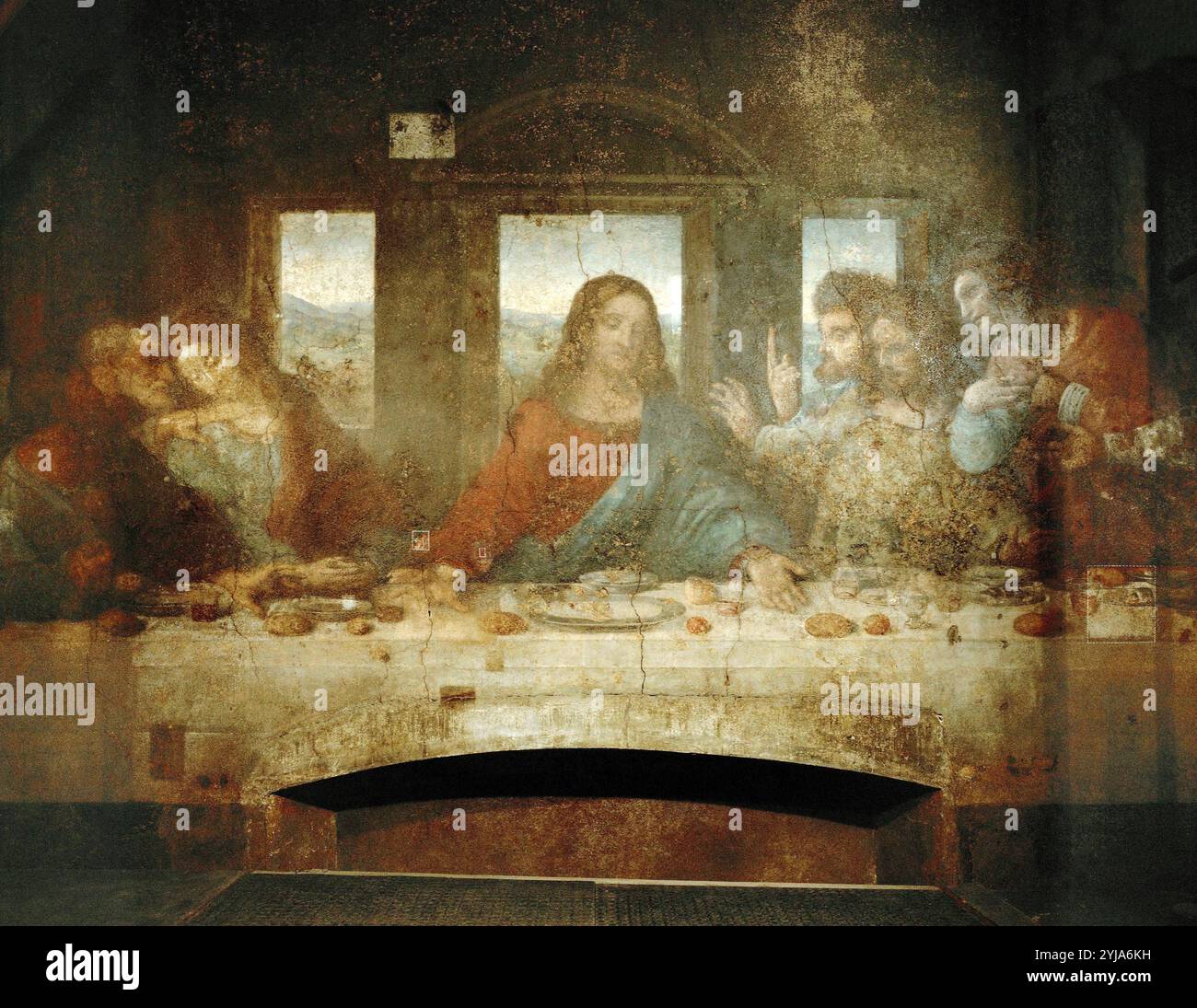 Leonardo Da Vinci / 'The Last Supper, detail before the restoration', 1495-1497. Museum: Chiesa ...