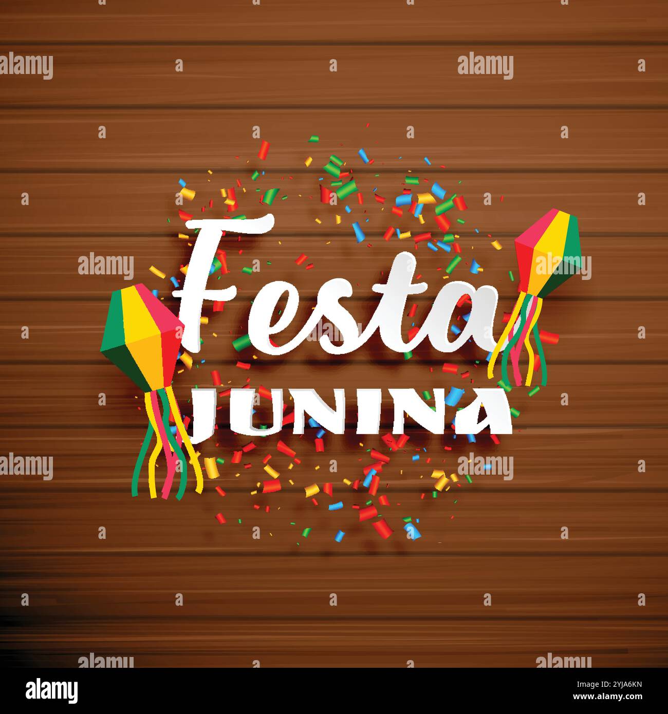 festa junina celebration background with confetti Stock Vector Image ...