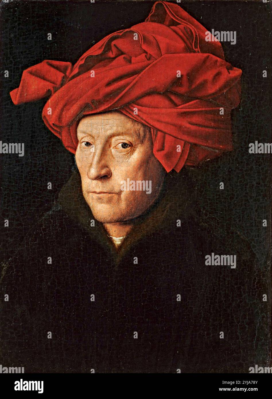 Jan van Eyck / 'Portrait of a Man (Self Portrait?)', 1433, Oil on panel ...