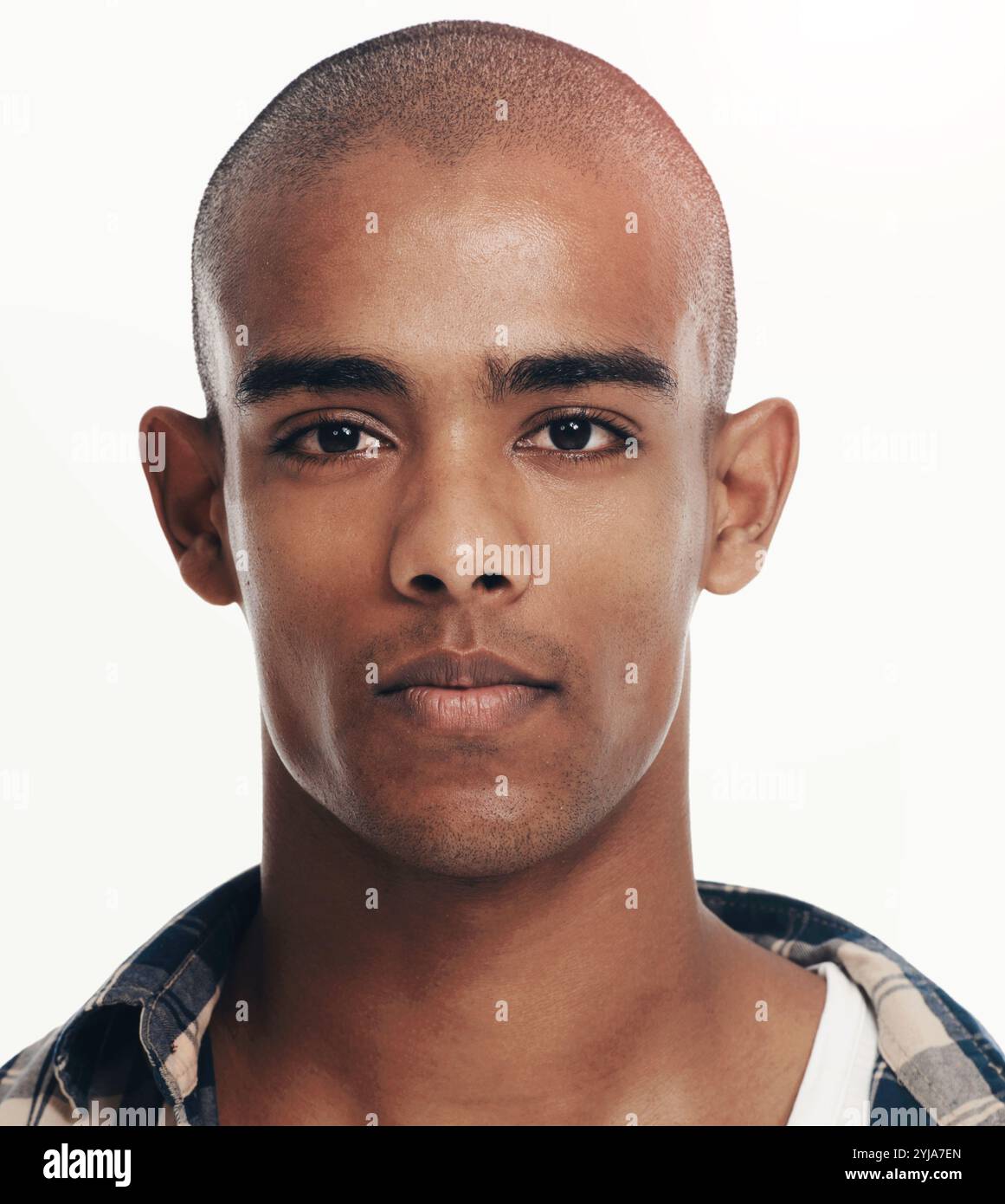 Portrait, confidence and man with skincare, natural beauty or bald on ...