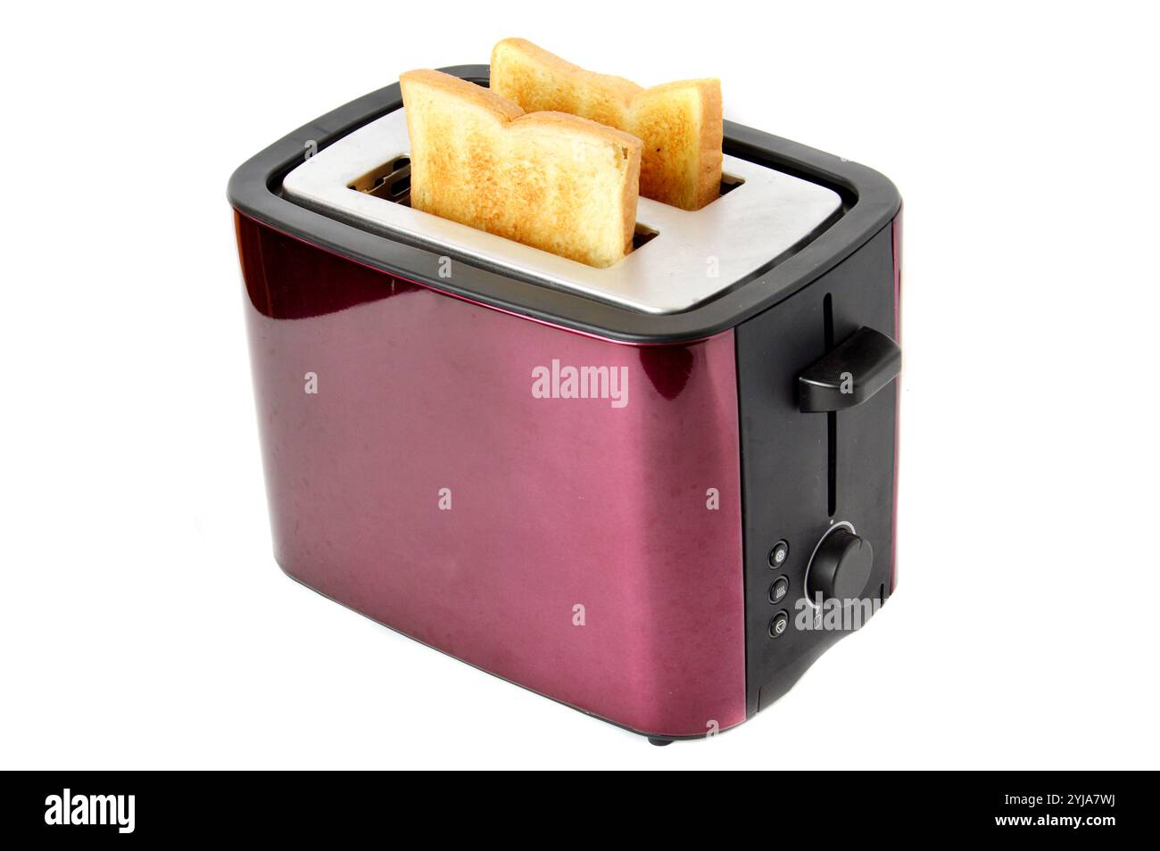 toast on toaster machine with white background Stock Photo - Alamy