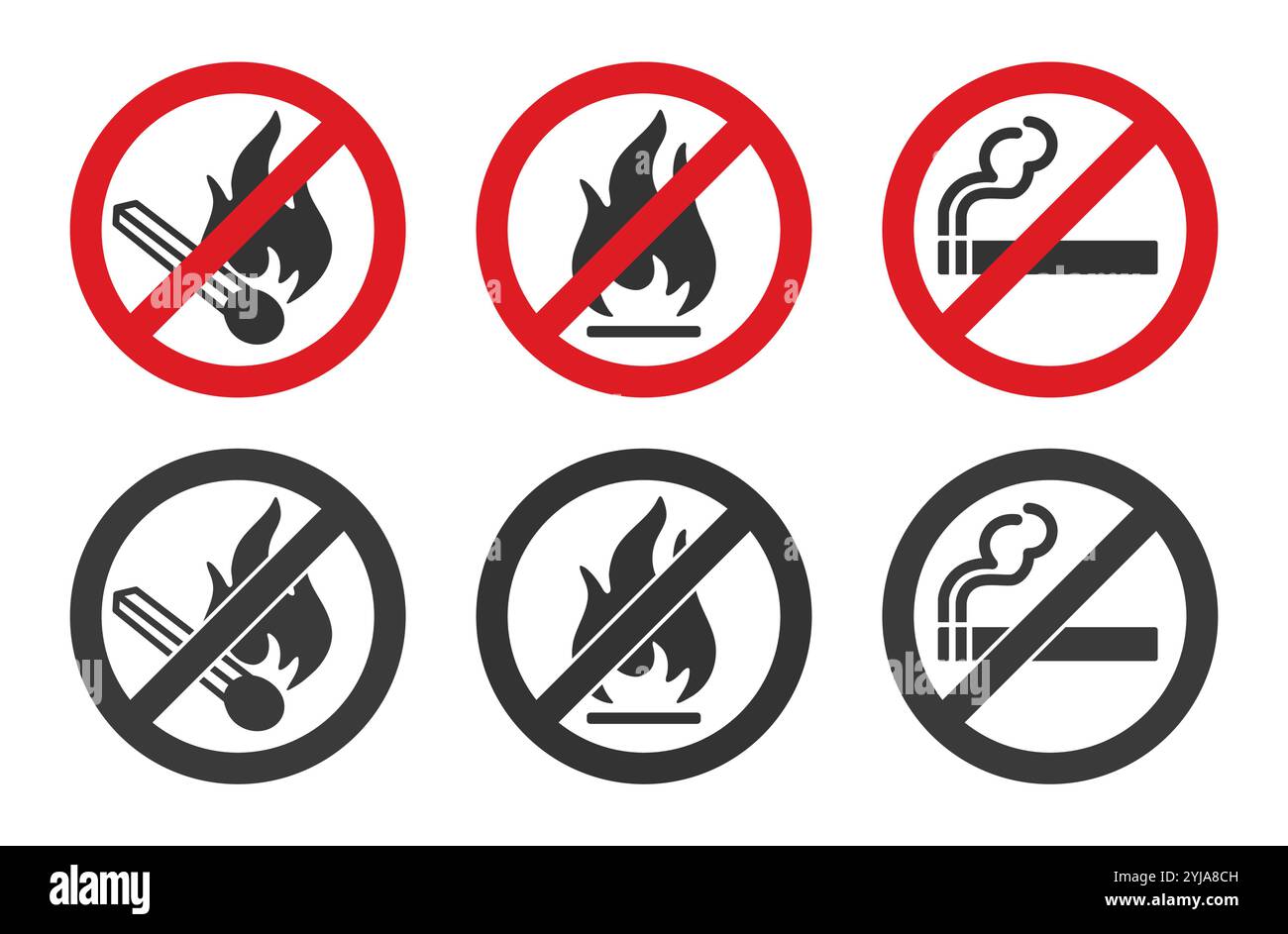 No open fire, no smoking icon symbol. No open flame sparkle logo sign ...
