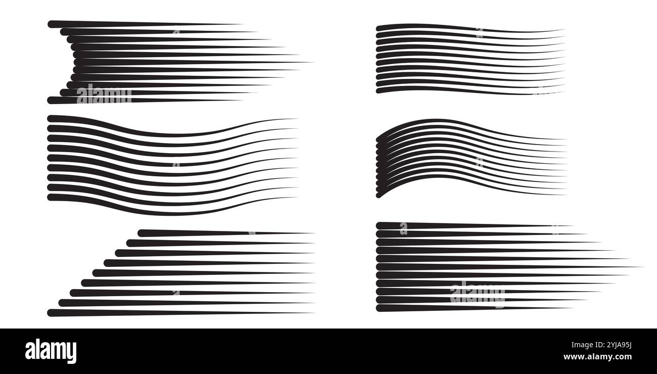 Black motion speed lines with rounded corners. Comic book style vector ...