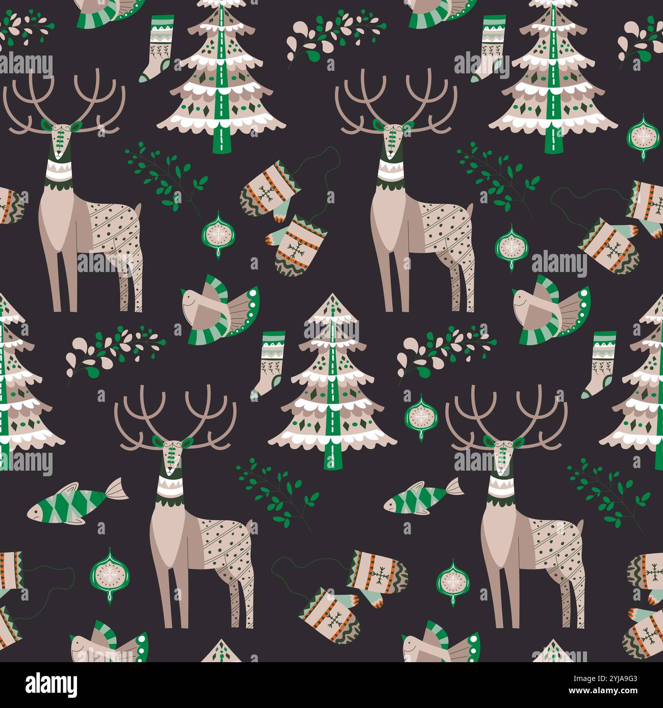 Forest pattern in scandinavian Stock Vector Images - Alamy