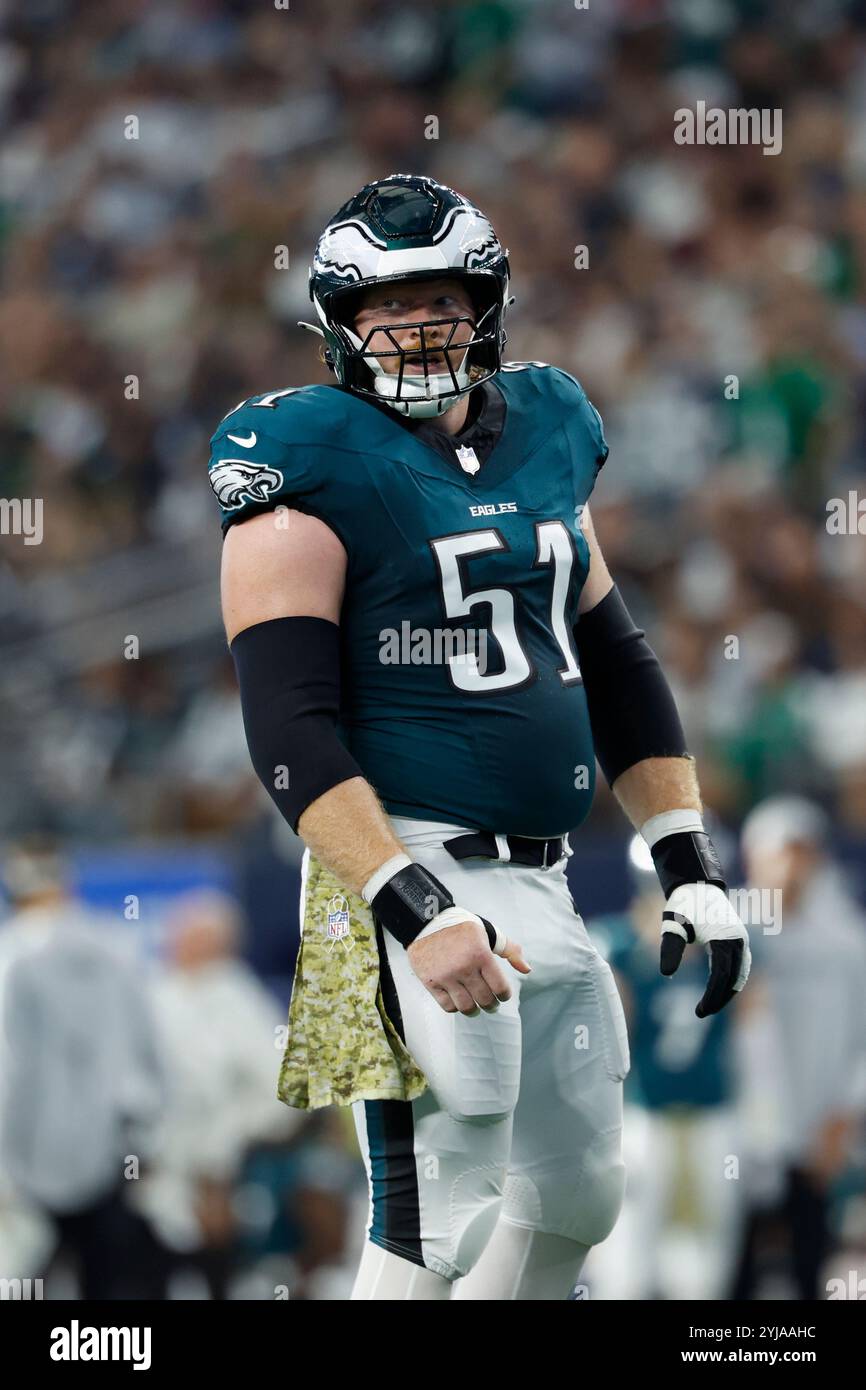 Philadelphia Eagles center Cam Jurgens (51) wears a salute to service ...