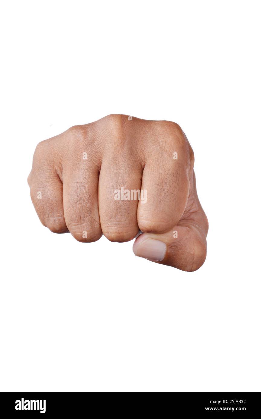 fist facing the front on white background Stock Photo - Alamy