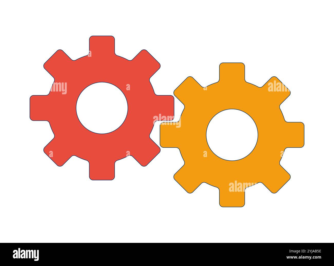 Connected cogwheels 2D cartoon objects Stock Vector Image & Art - Alamy