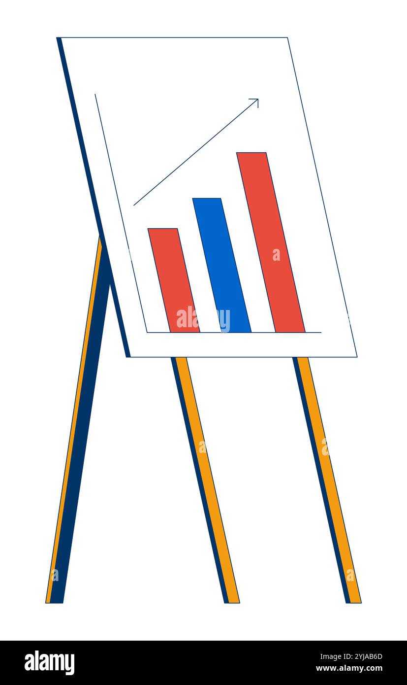 Whiteboard with bar chart showing growth 2D cartoon object Stock Vector ...