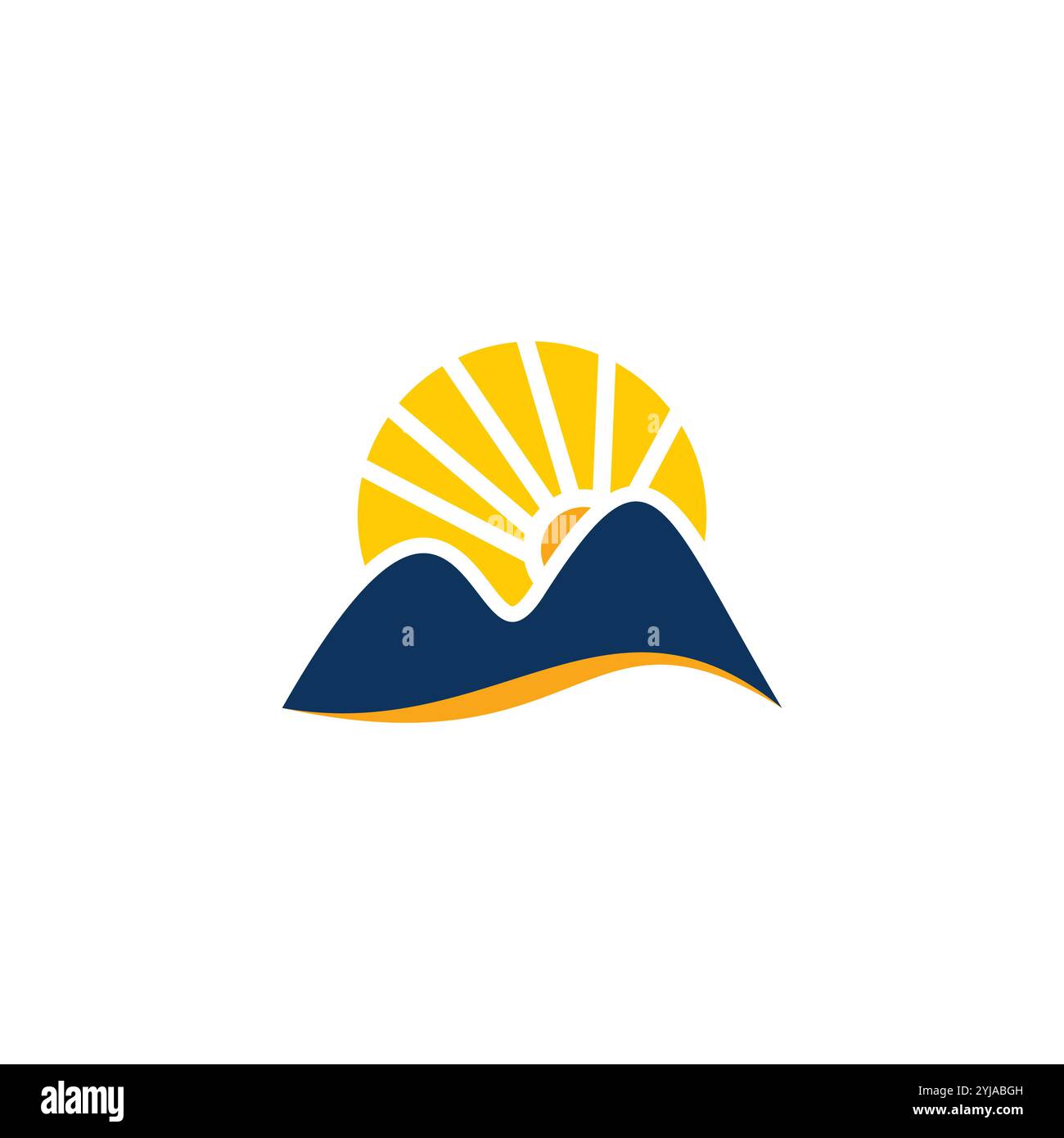 Sun Mountain Logo Vector Illustration. Sunrise Landscape Icon Vector ...