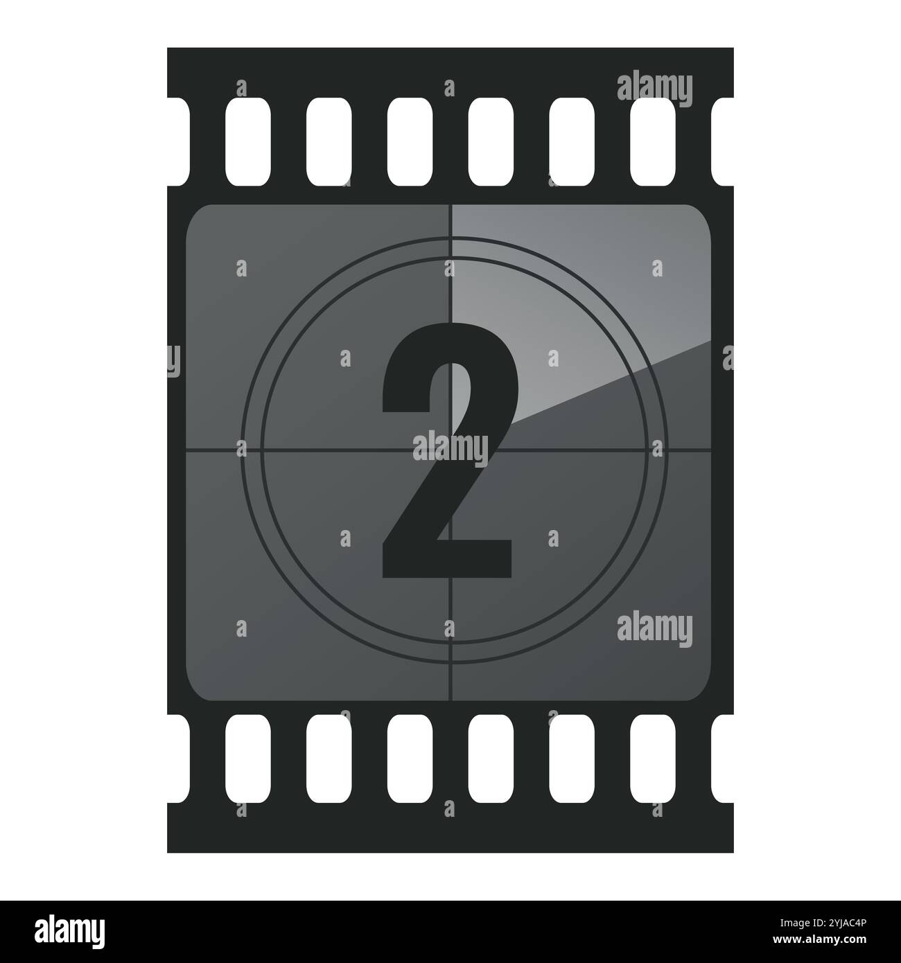 Countdown filmstrip frame piece with number two. Retro cinema movie ...