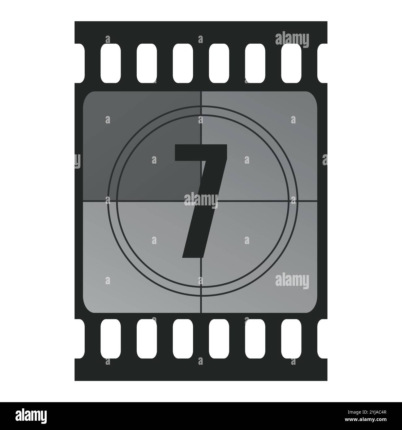 Countdown filmstrip frame piece with number seven. Retro cinema movie ...