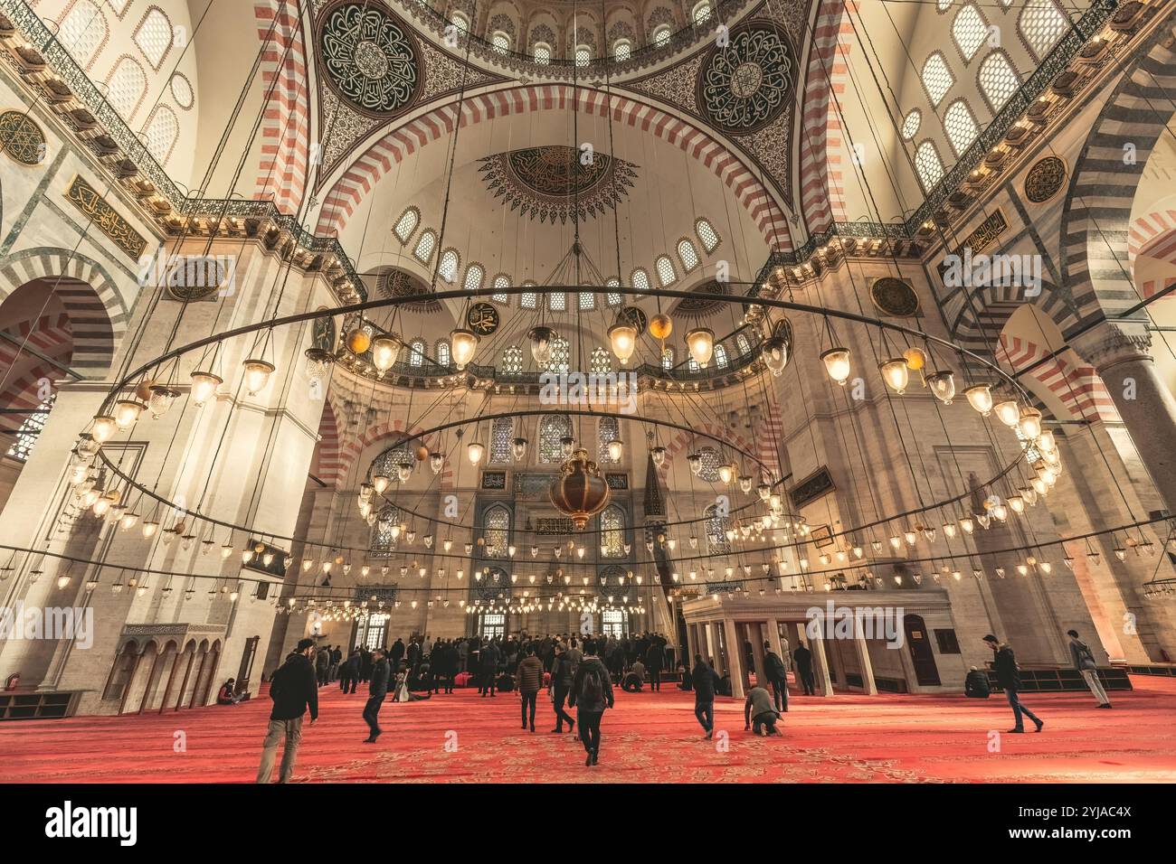 Interior details of Suleymaniye Mosque in Istanbul Turkey Stock Photo ...