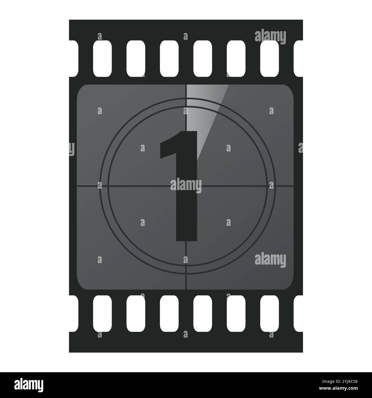 Countdown filmstrip frame piece with number one. Retro cinema movie ...