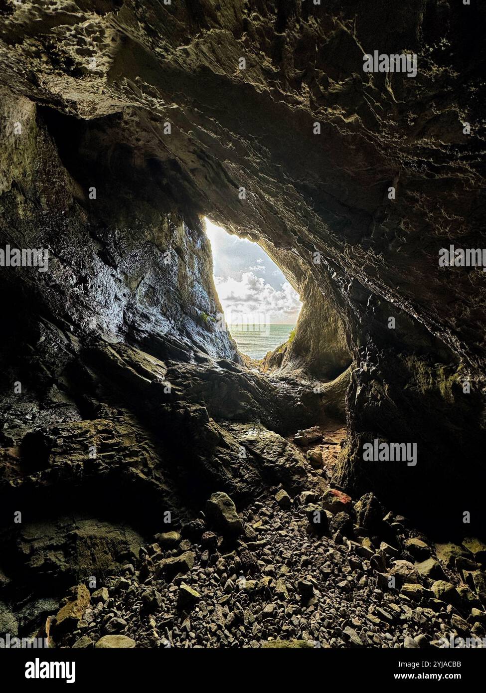 Paviland cave, Gower, Wales, from the inside looking out Stock Photo ...