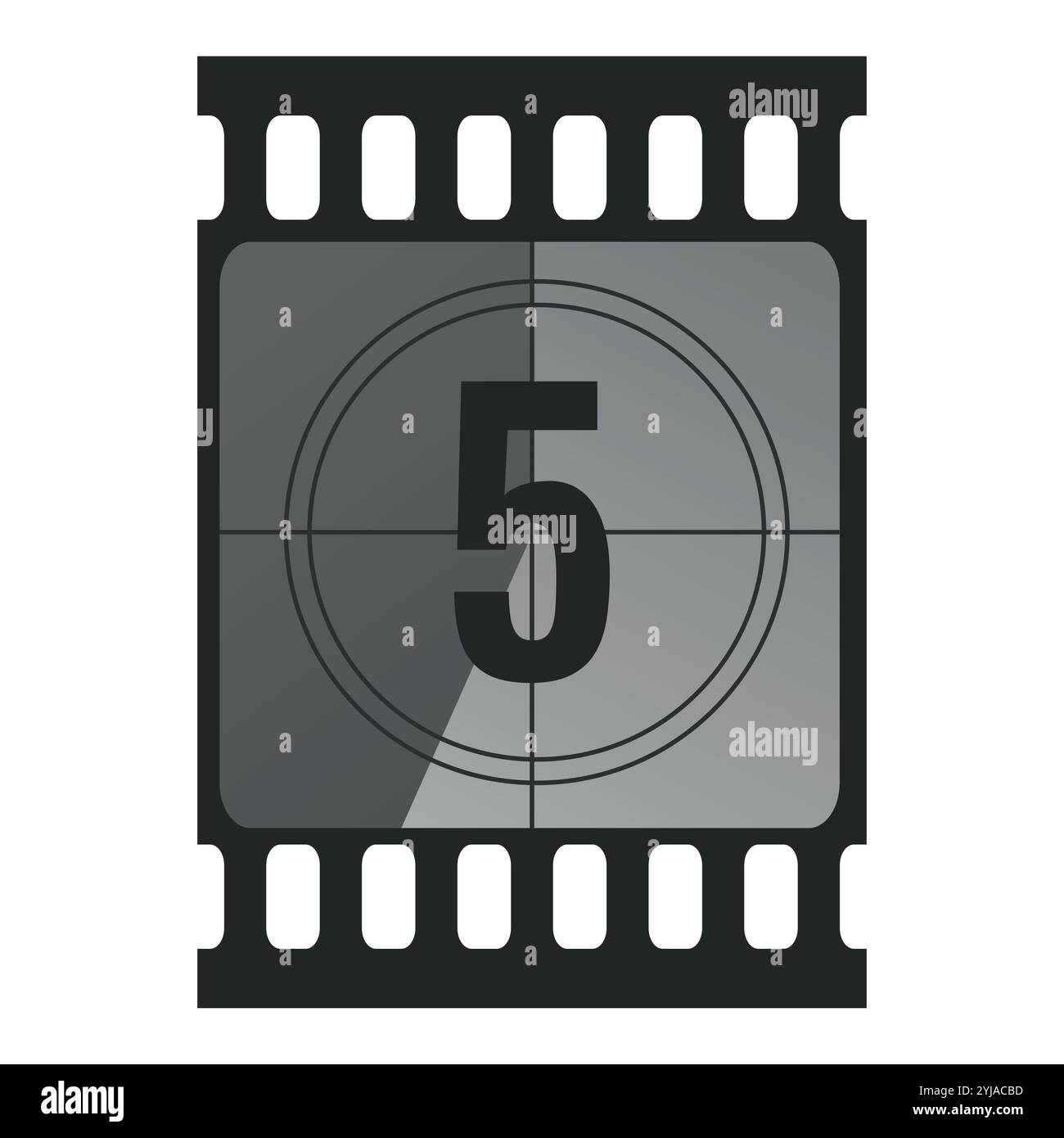 Countdown filmstrip frame piece with number five. Retro cinema movie ...