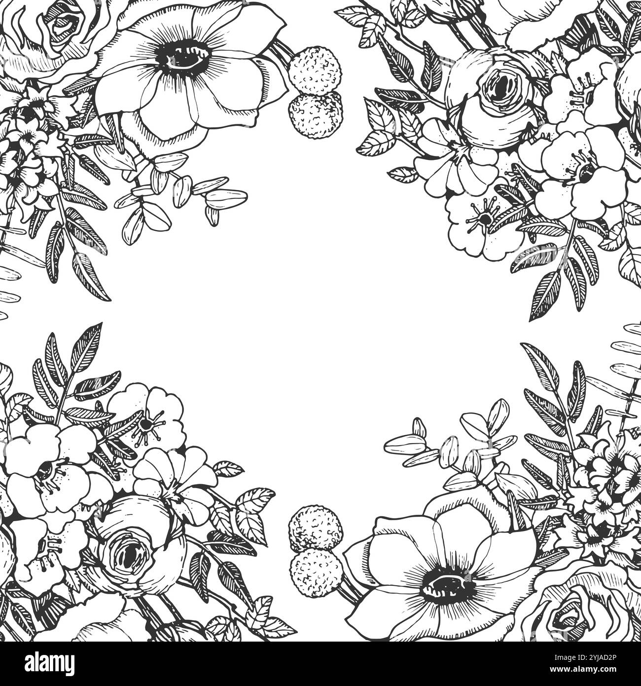 Black And White Flower Design Border Black And White Floral Borders