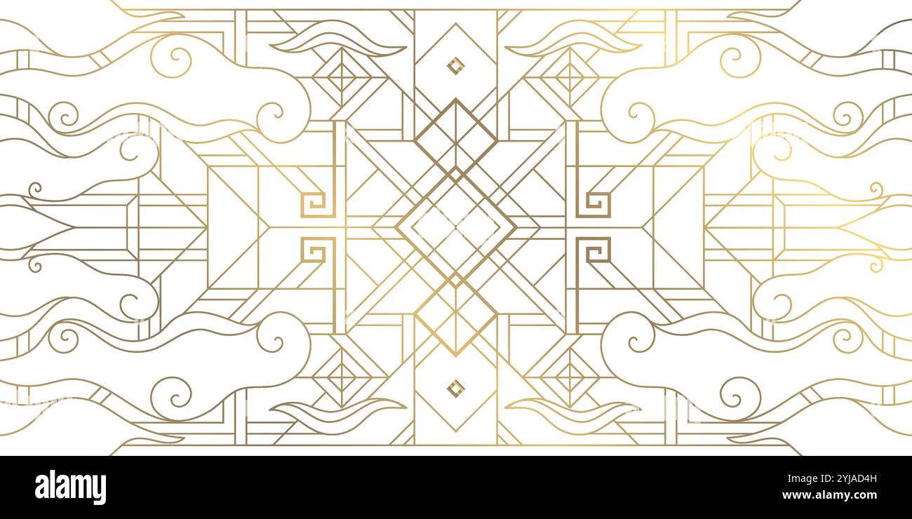 Vector abstract east, korean geometric background with line clouds ...